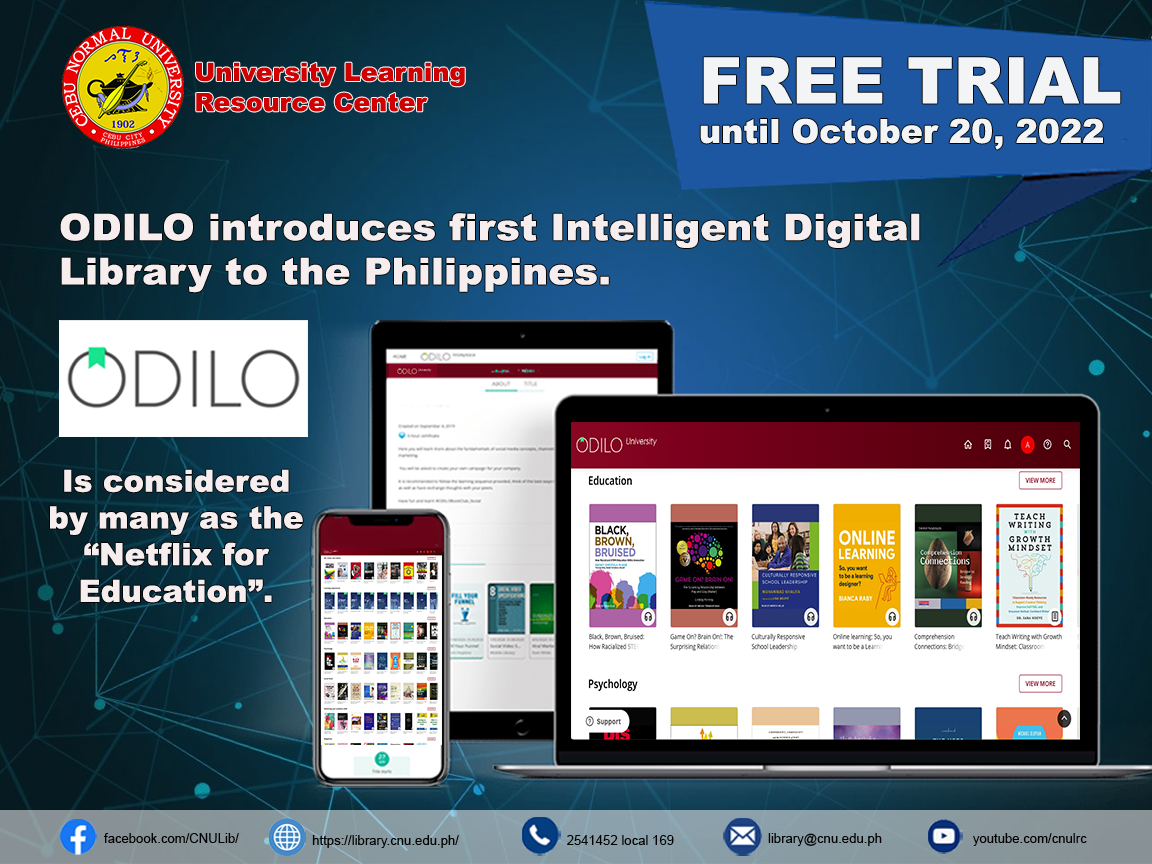 Odilo Free Trial Access – Cebu Normal University