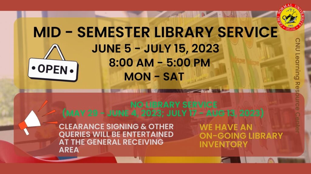 Mid-Semester Library Service – Cebu Normal University